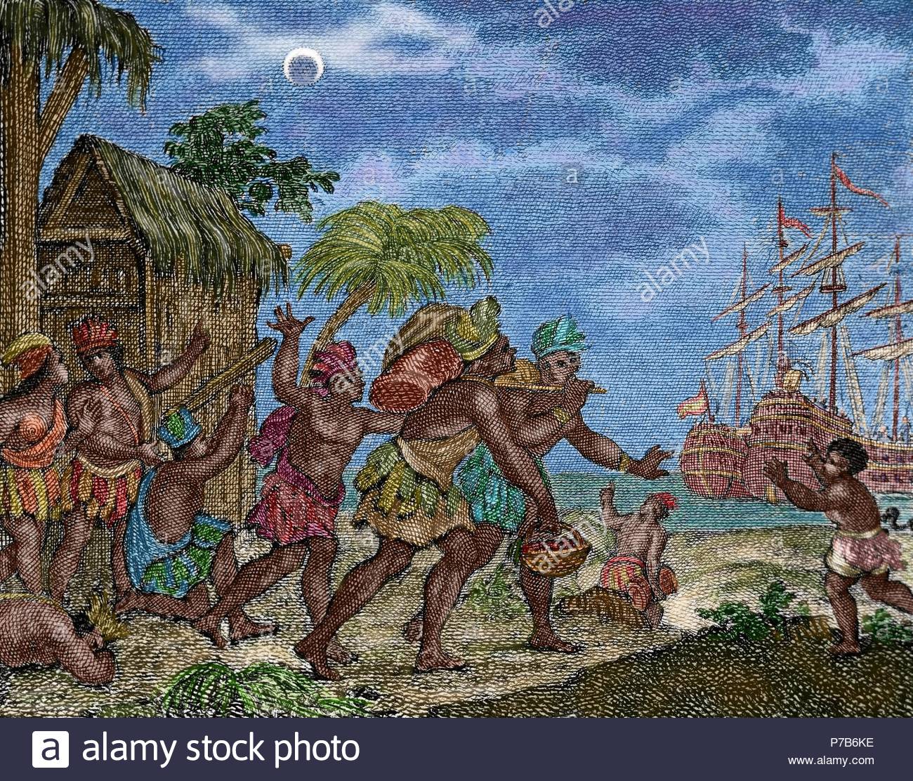 Christopher Columbus With Native Americans Stock Photos & Christopher ...