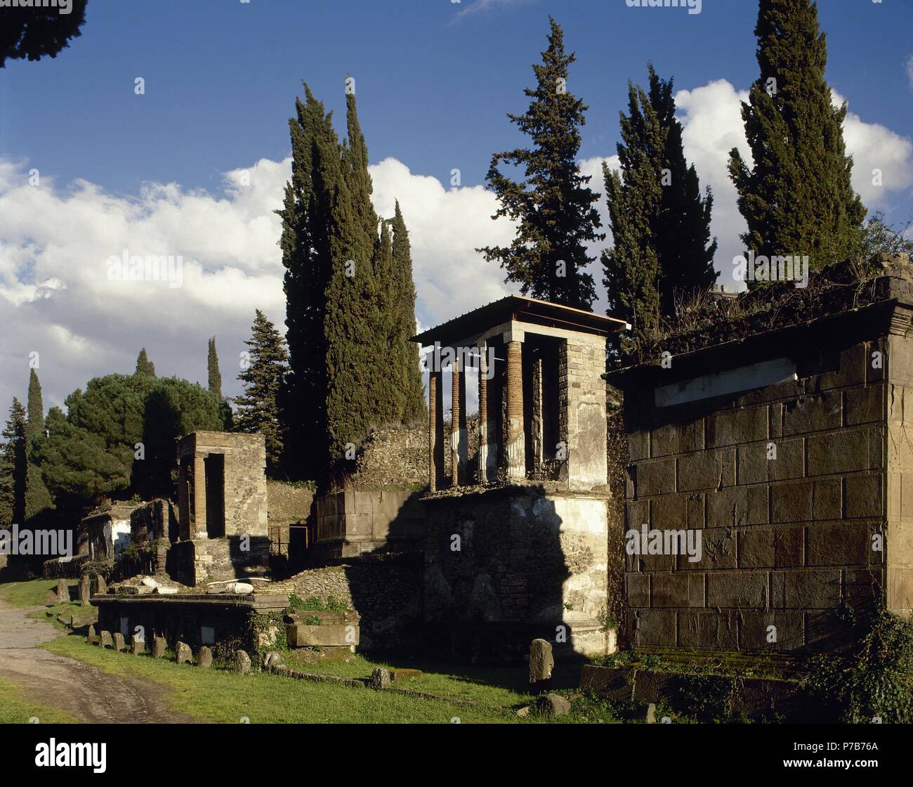 Necropolis of Porta Nocera. Tombs and mausoleums. Pompeii. Italy Stock ...