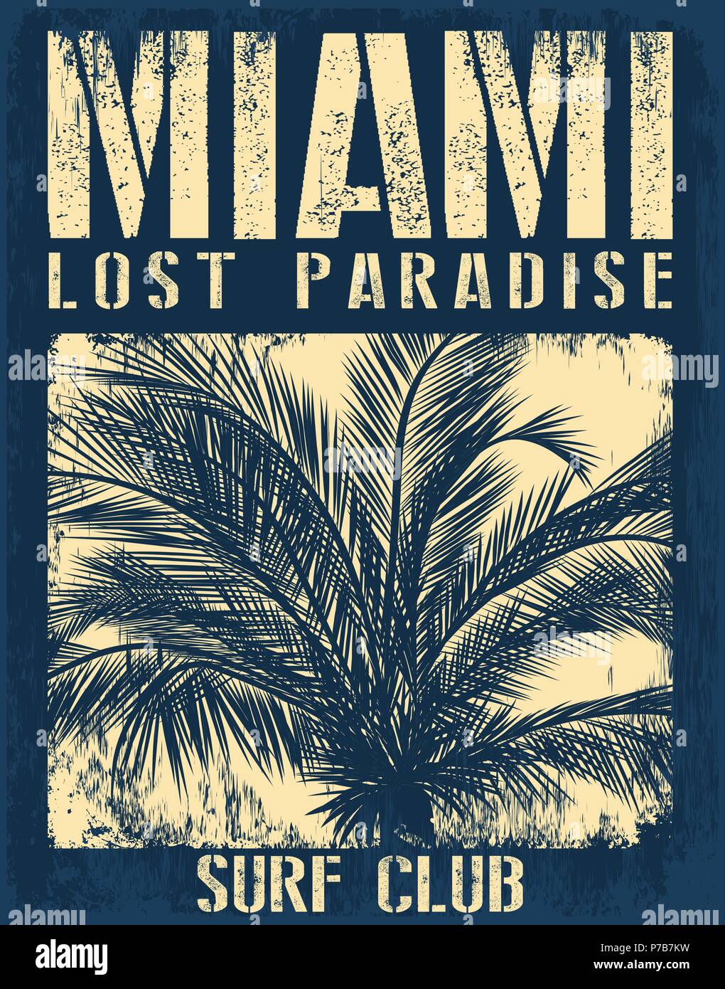 Miami beach typography with floral illustration for t-shirt print ...