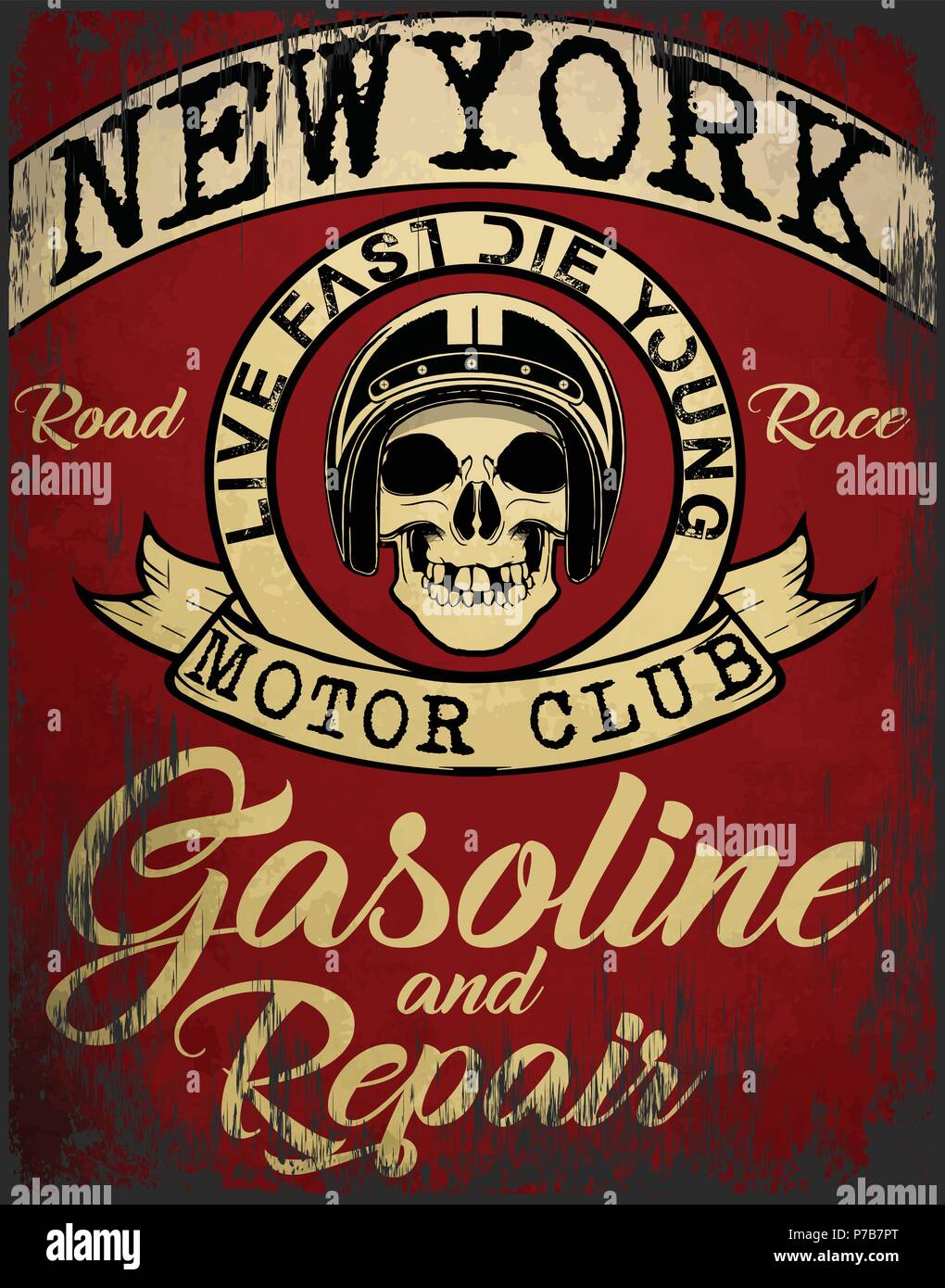 Motorcycle Racing Typography Graphics and Poster. Skull and Old school ...