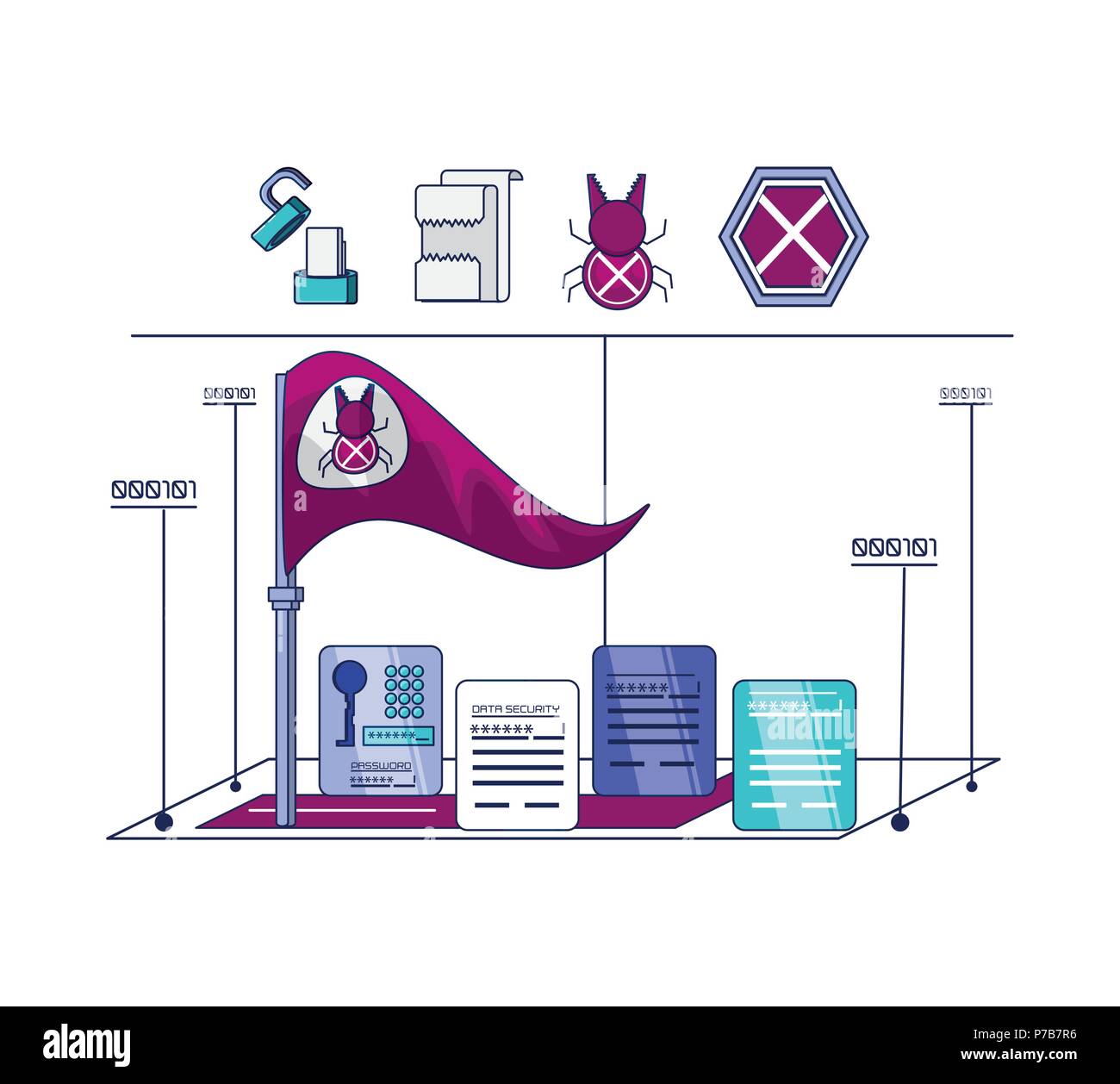 data privacy technology set icons vector illustration design Stock ...