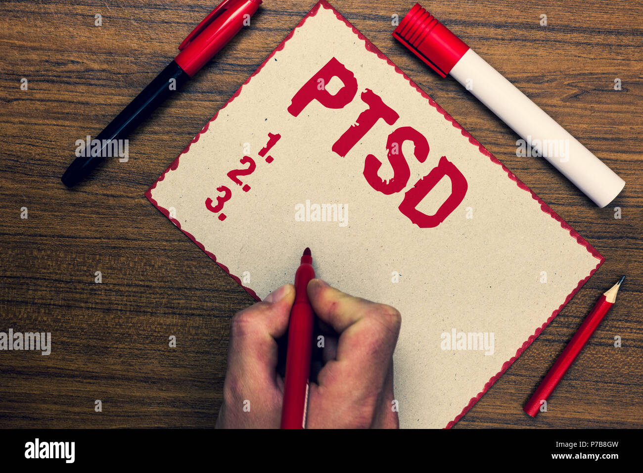 Handwriting text Ptsd. Concept meaning Post Traumatic Stress Disorder ...