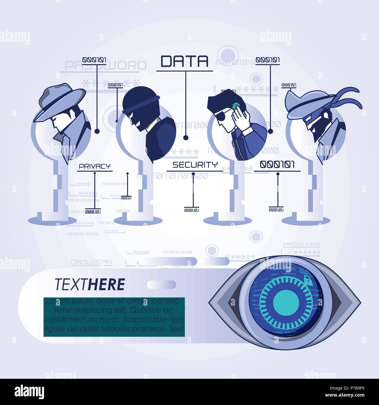 data security technology set icons vector illustration design Stock ...