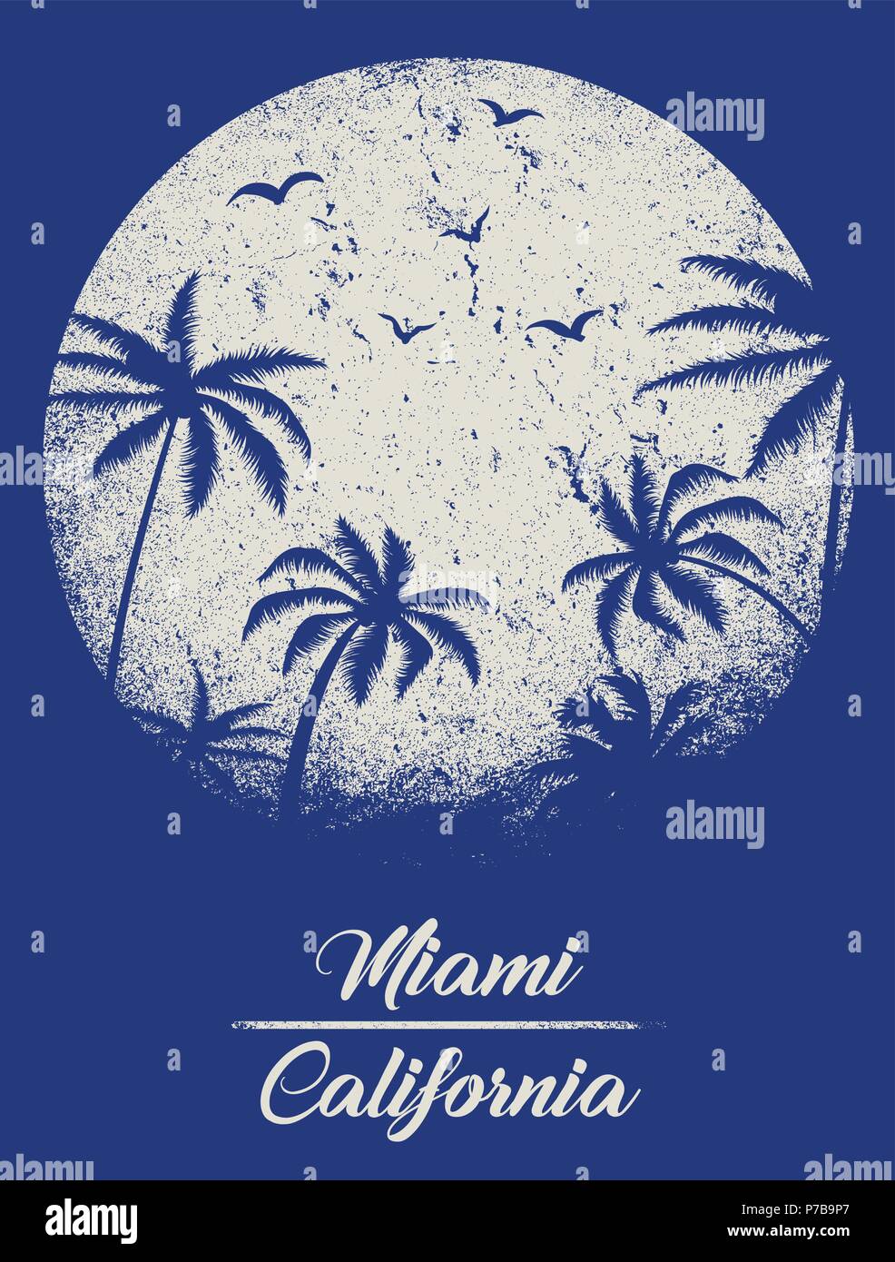 Miami - vector illustration concept in vintage graphic style for t ...