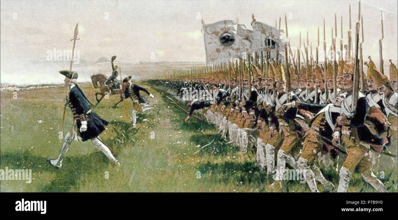 Deutsch: Angriff der preussischen Infanterie, Hohenfriedeberg 4. Juni ...