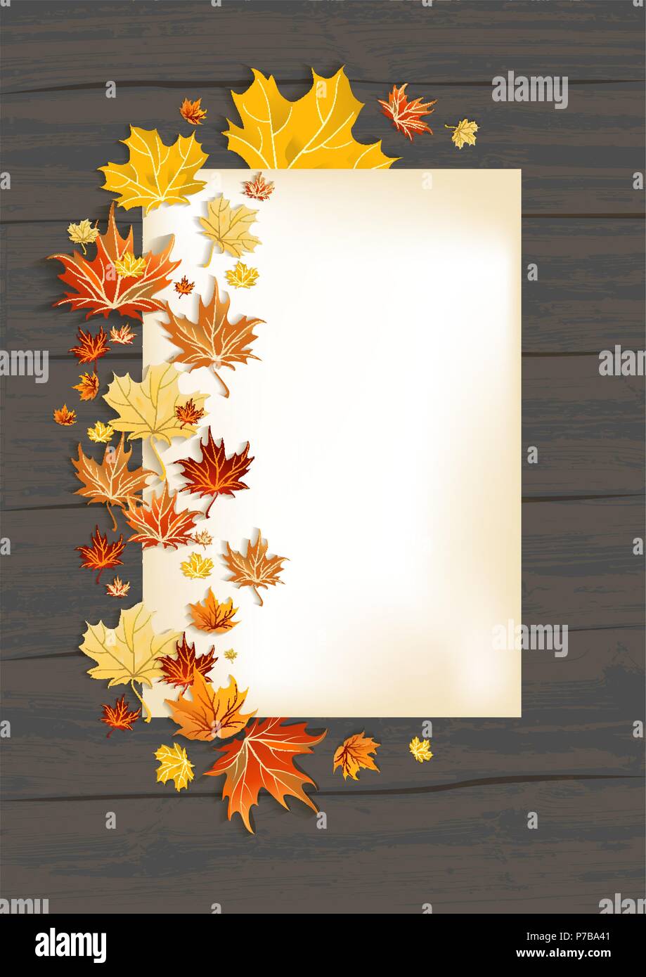 Fall leaves on dark background and card Stock Vector Image & Art - Alamy