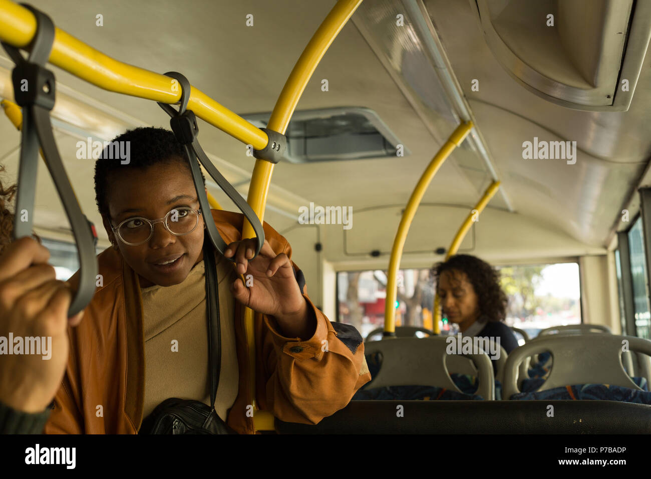 Beautiful woman on bus hi-res stock photography and images - Alamy
