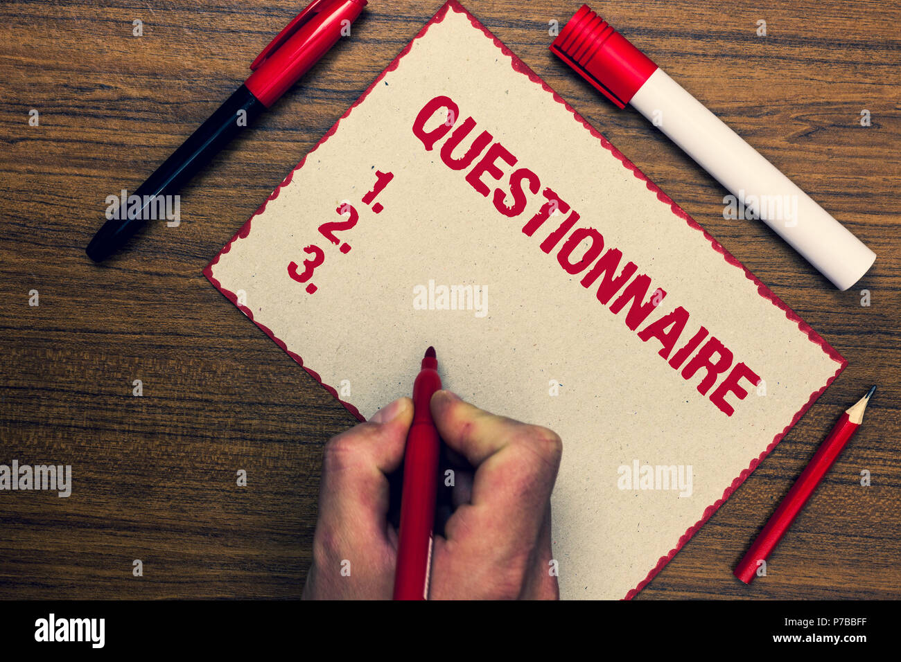 Handwriting text Questionnaire. Concept meaning Questions with a choice ...