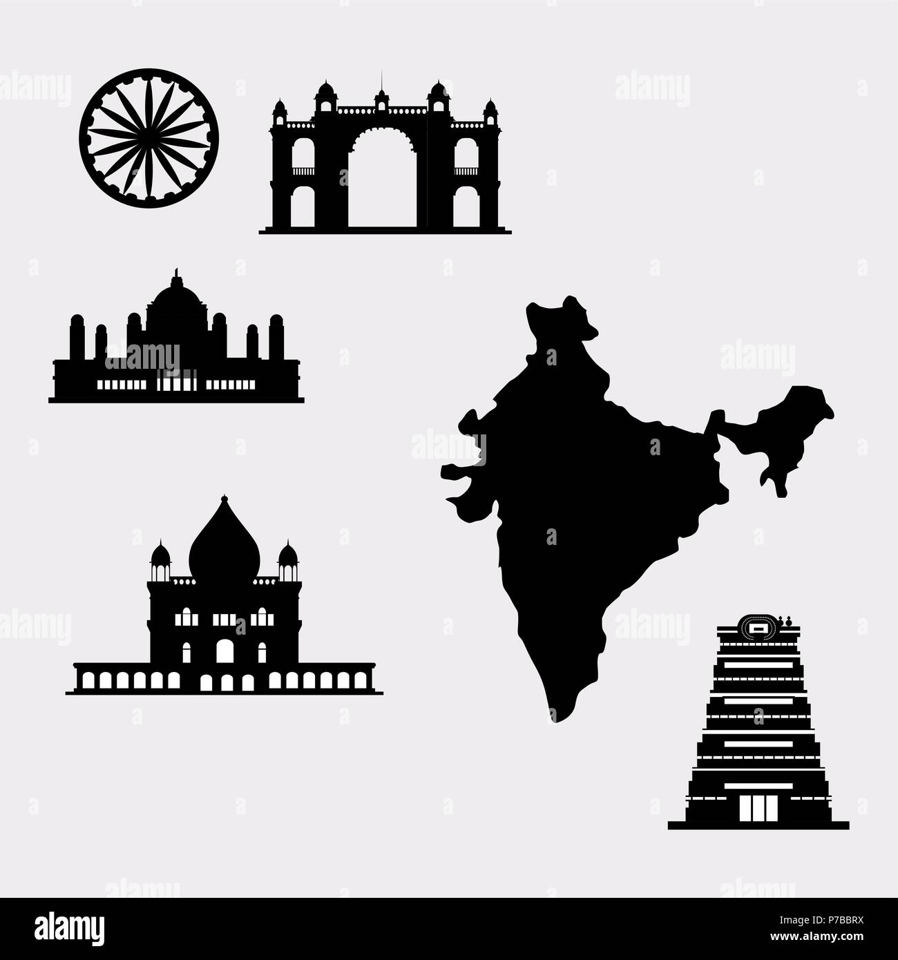 india related icons over white background, vector illustration Stock ...