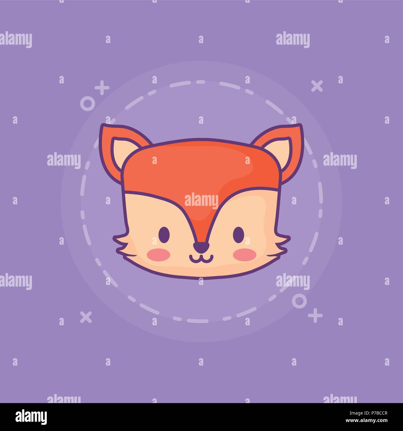 cute fox icon over purple background, colorful design. vector ...