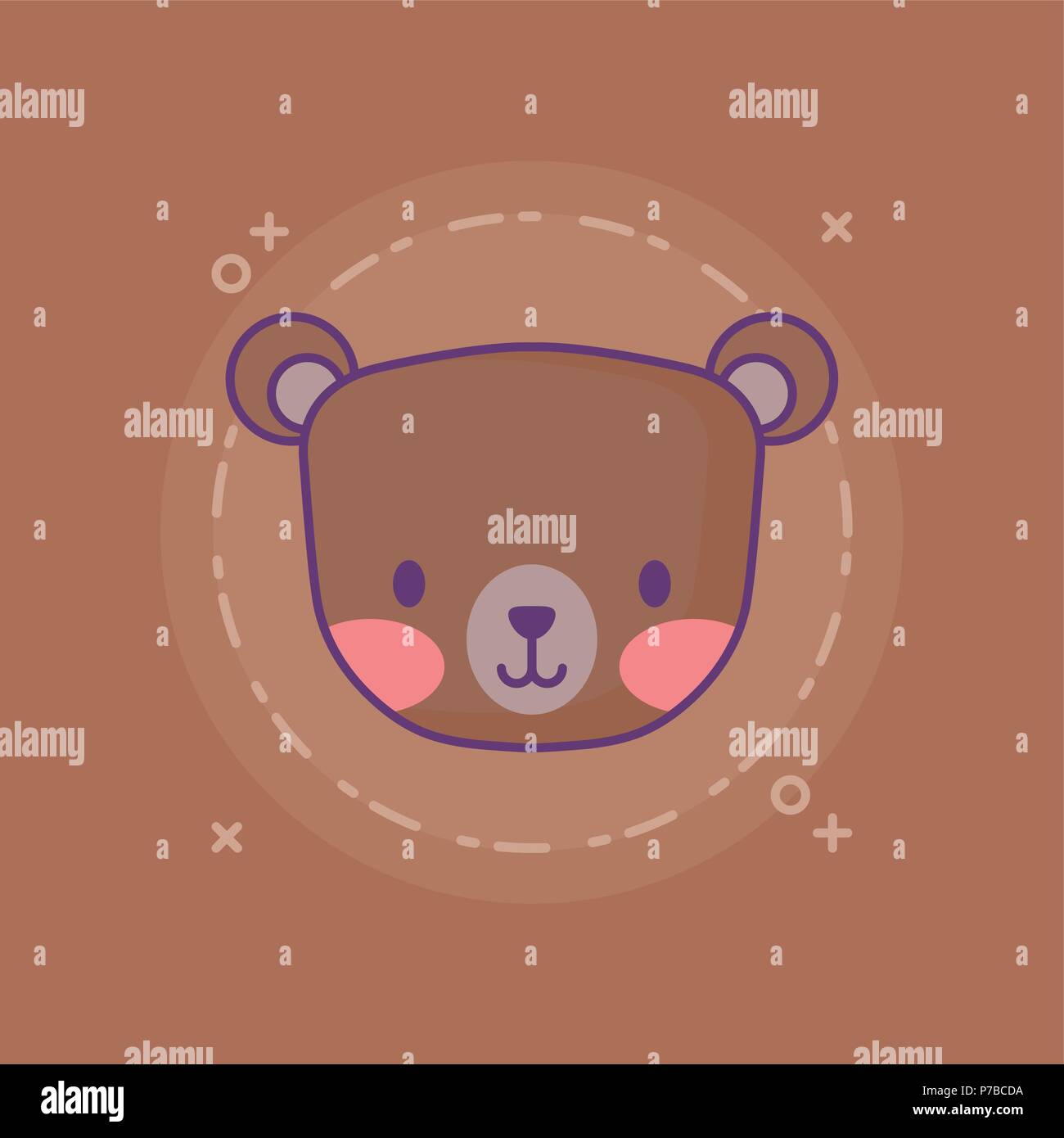 cute bear icon over brown background, colorful design. vector ...