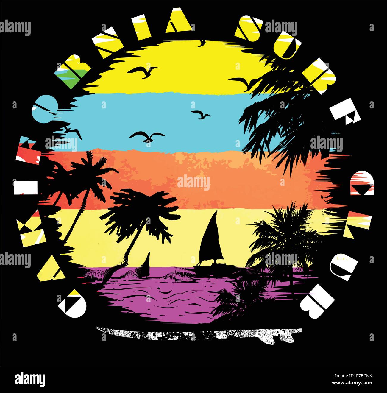 California Typography, t-shirt graphics, poster, banner, flyer; print ...