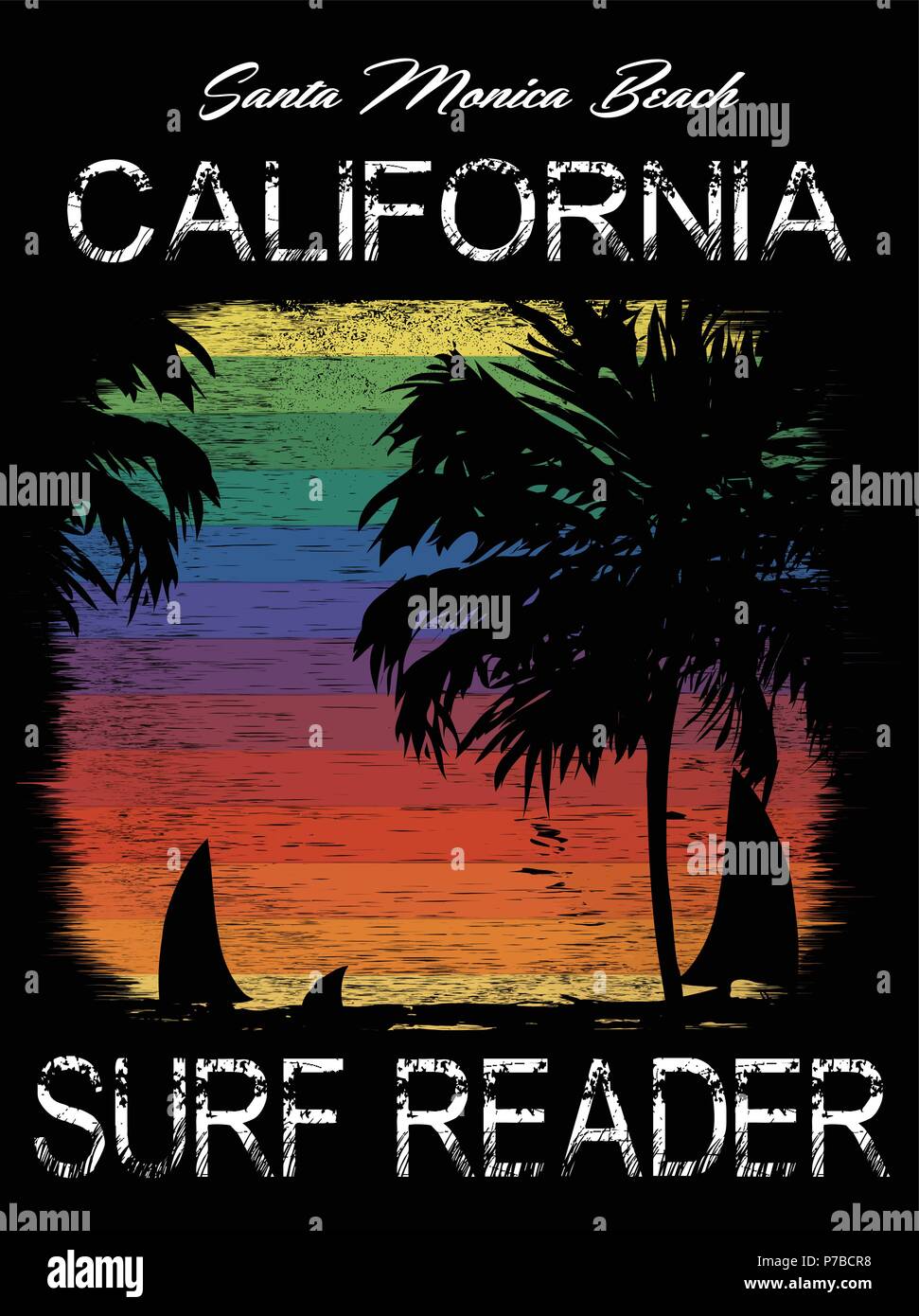 Surf California Typography, t-shirt graphics, poster, banner, flyer ...