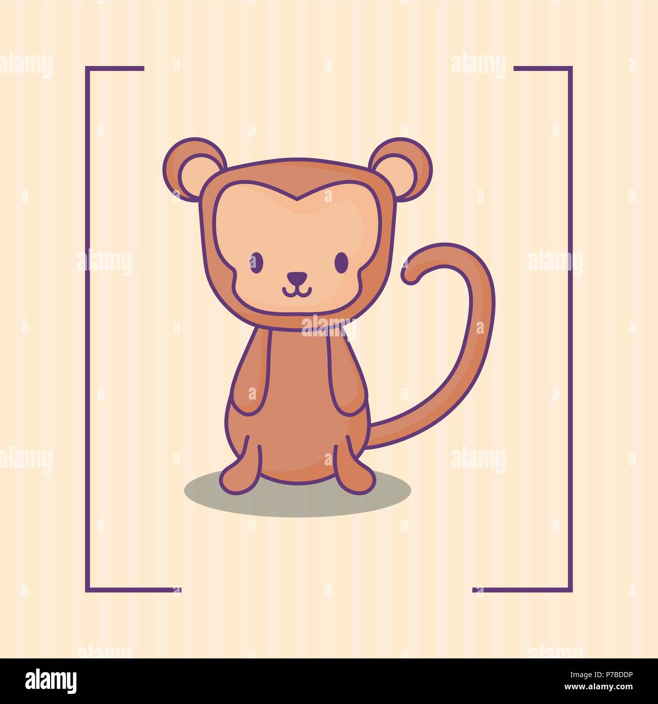 cute monkey icon over orange background, colorful design. vector ...