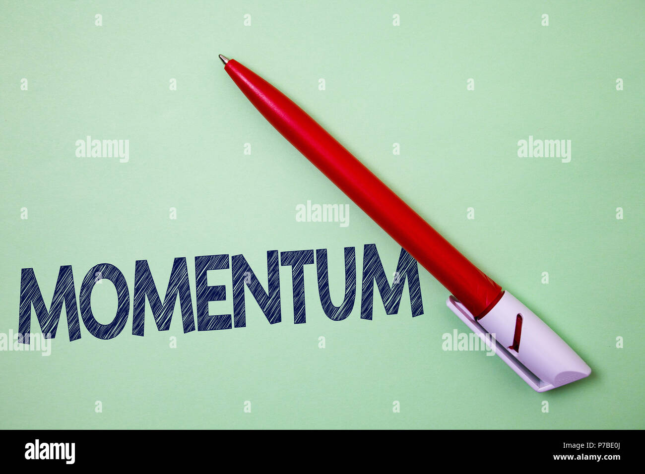 Handwriting text Momentum. Concept meaning Quantity motion in moving ...