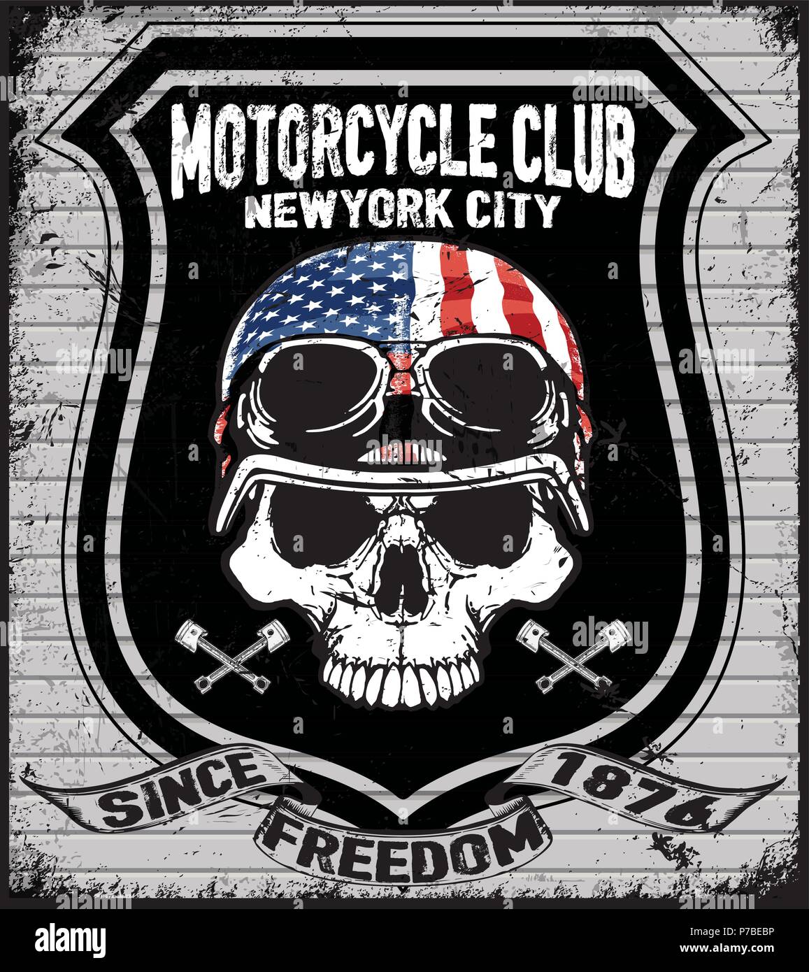 Skull T shirt Graphic Design Motorcycle Club Stock Vector Image & Art ...