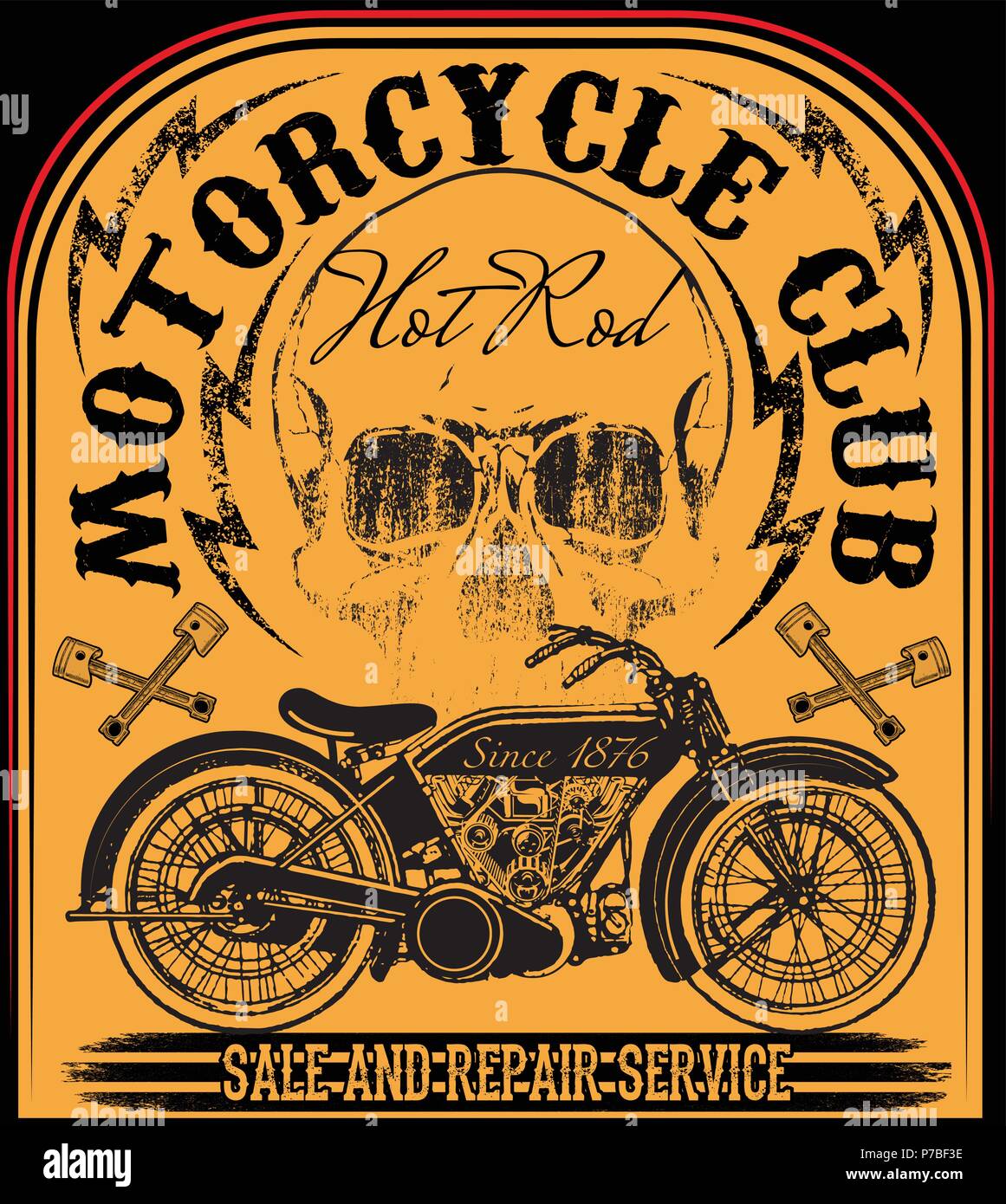 Vintage Motorcycle hand drawn vector tee graphic design Stock Vector ...
