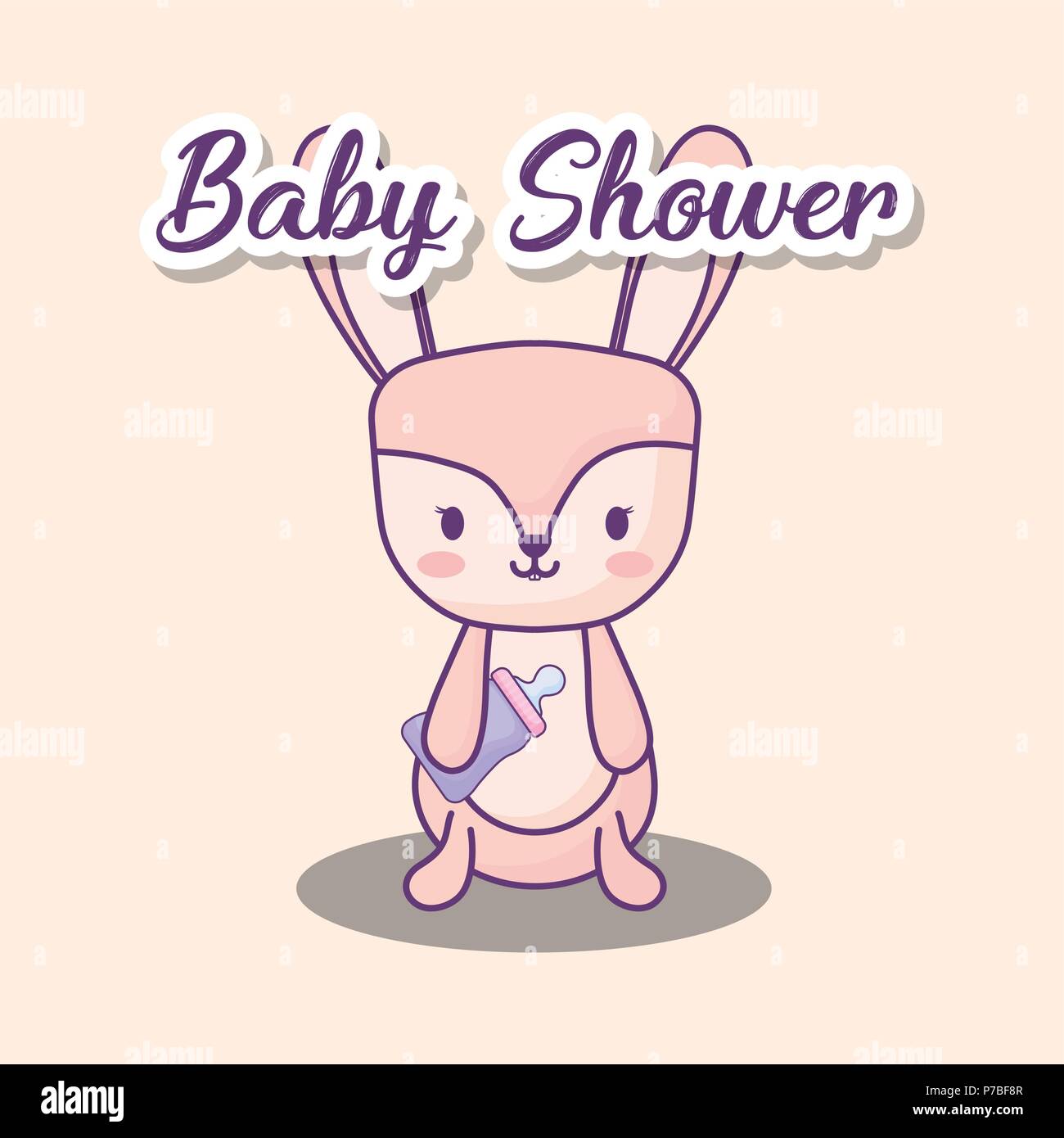 Baby shower design with cute rabbit over white background, colorful ...
