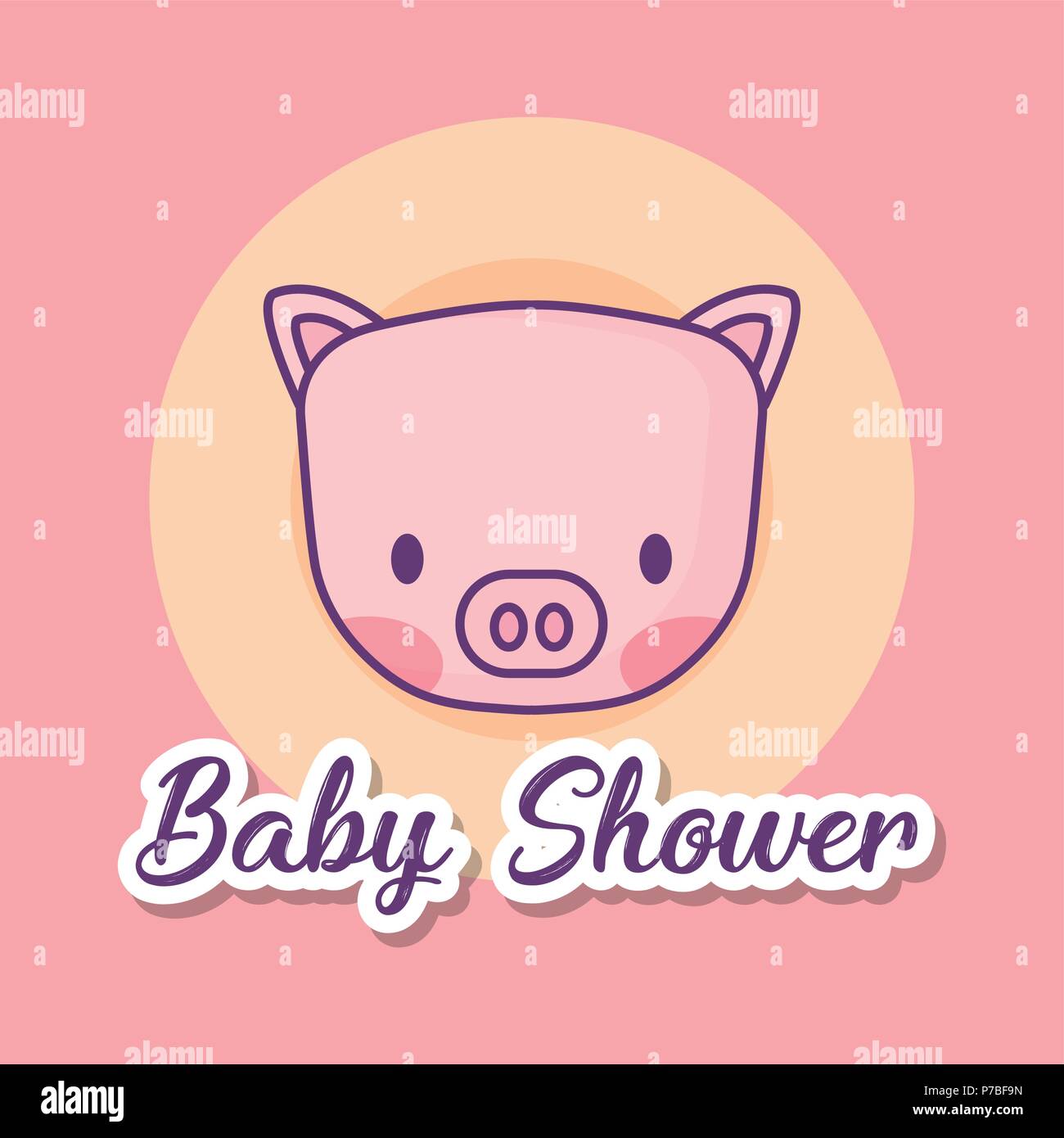 Baby shower design with cute pig over pink background, colorful design ...