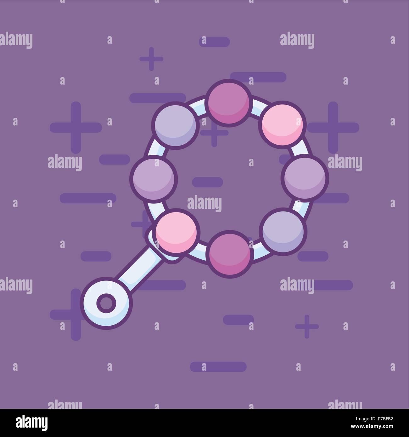 baby rattle icon over purple background, colorful design. vector ...