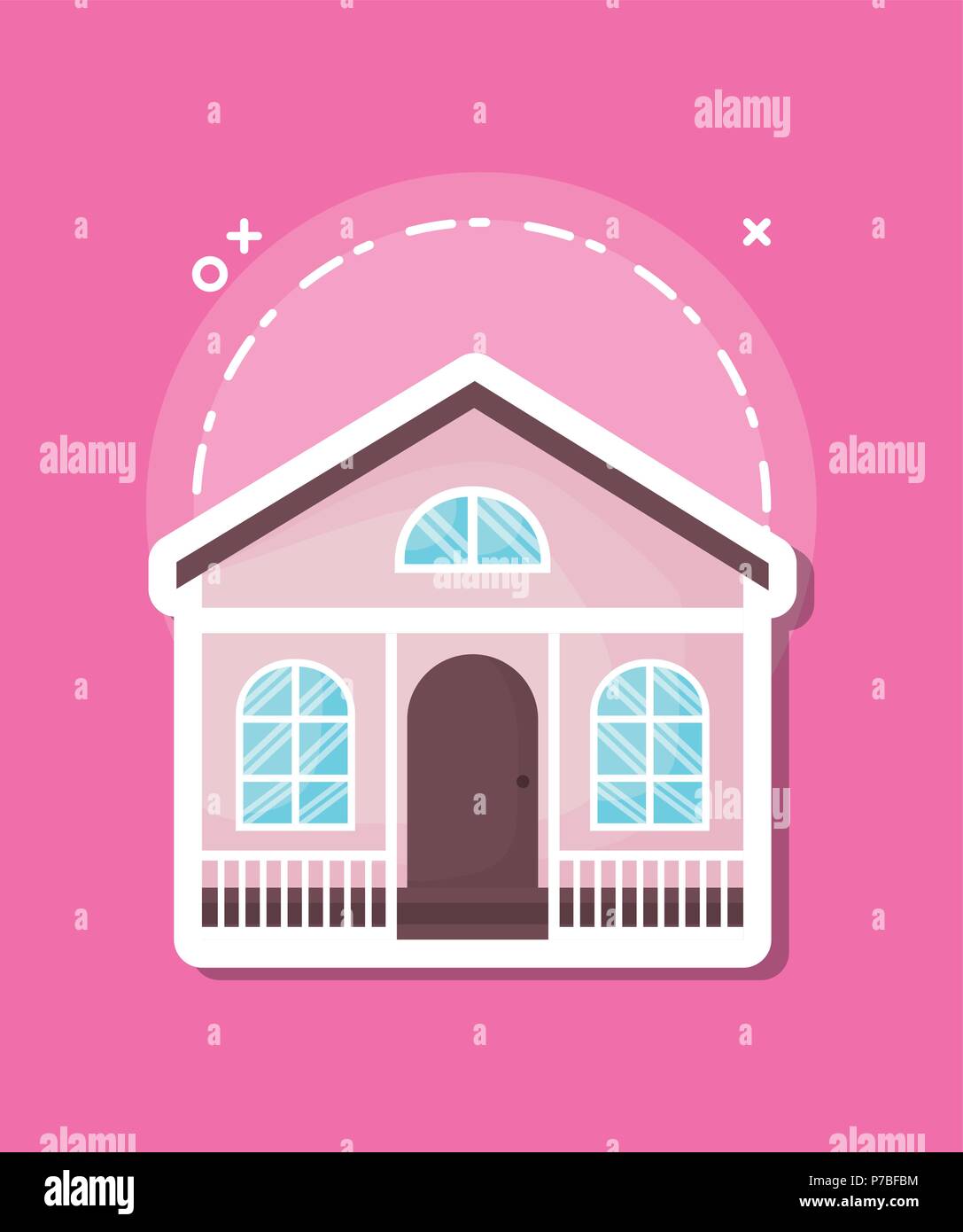 modern house icon over pink background, colorful design. vector ...