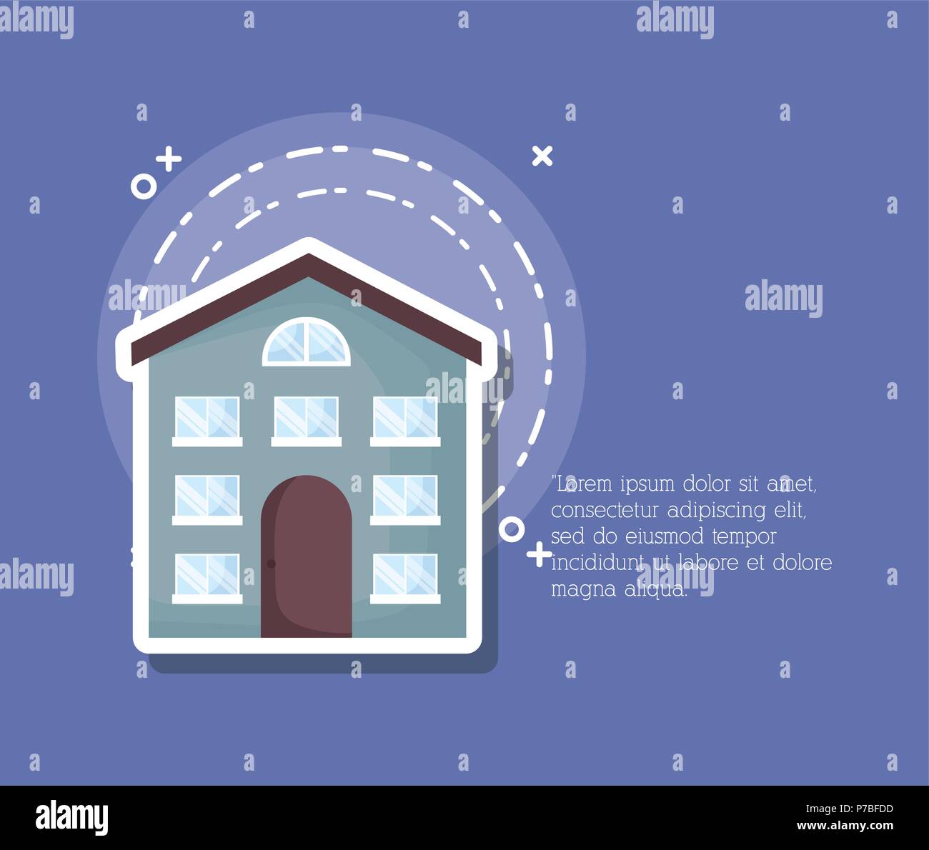 Infographic presentation with modern house icon over background ...