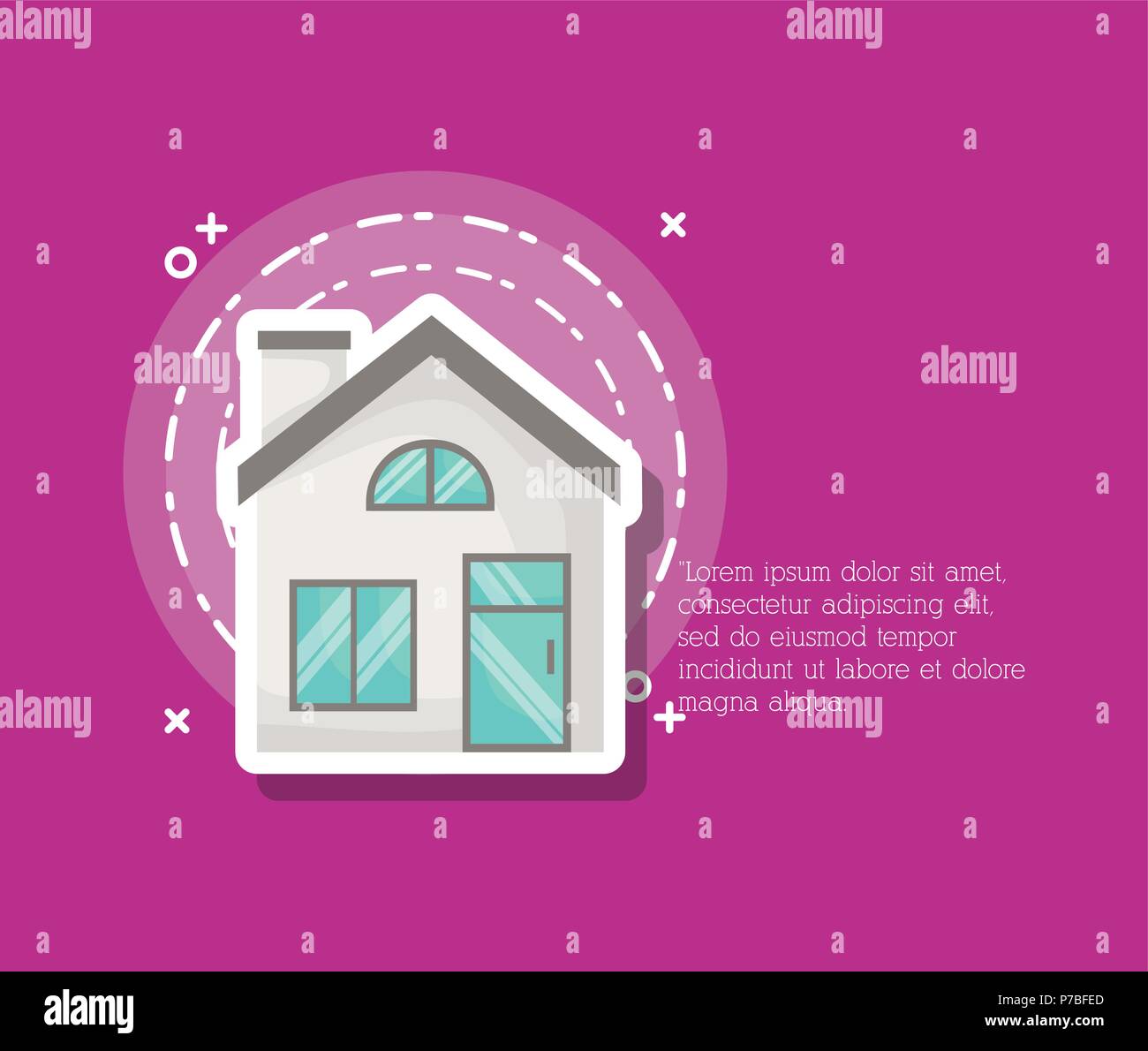 Infographic presentation with modern house icon over background ...