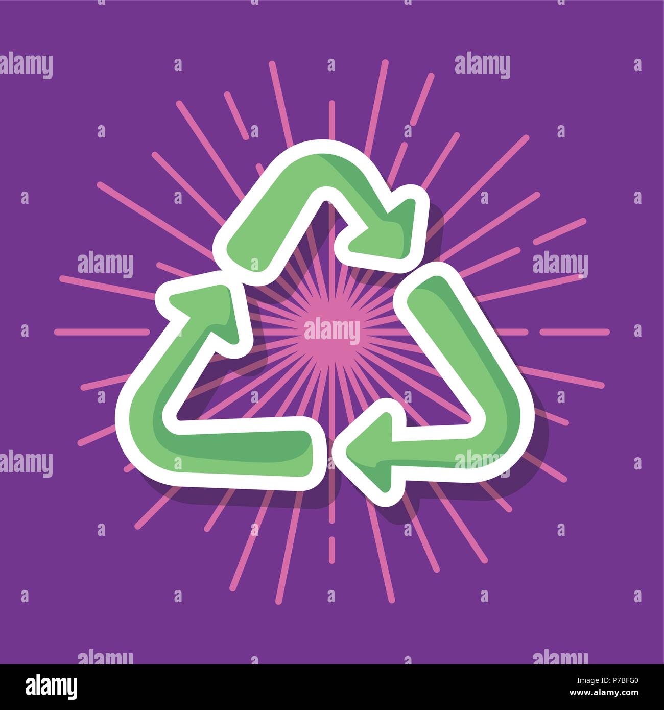 recycle symbol icon over purple background, colorful design. vector ...