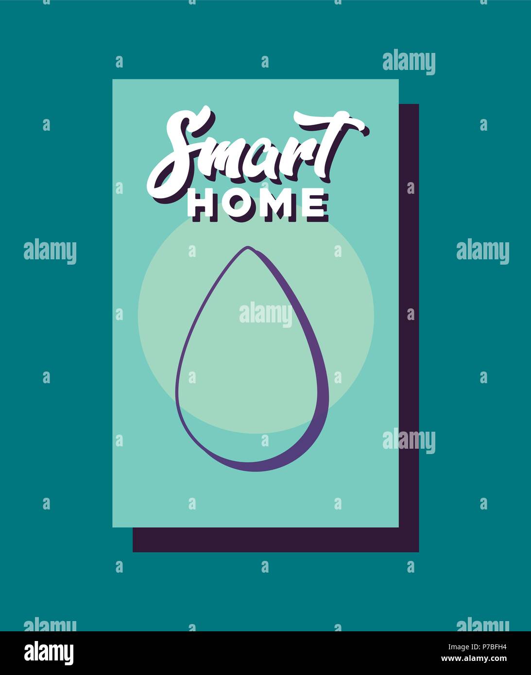 Smart home design with drop icon over blue background, colorful design ...