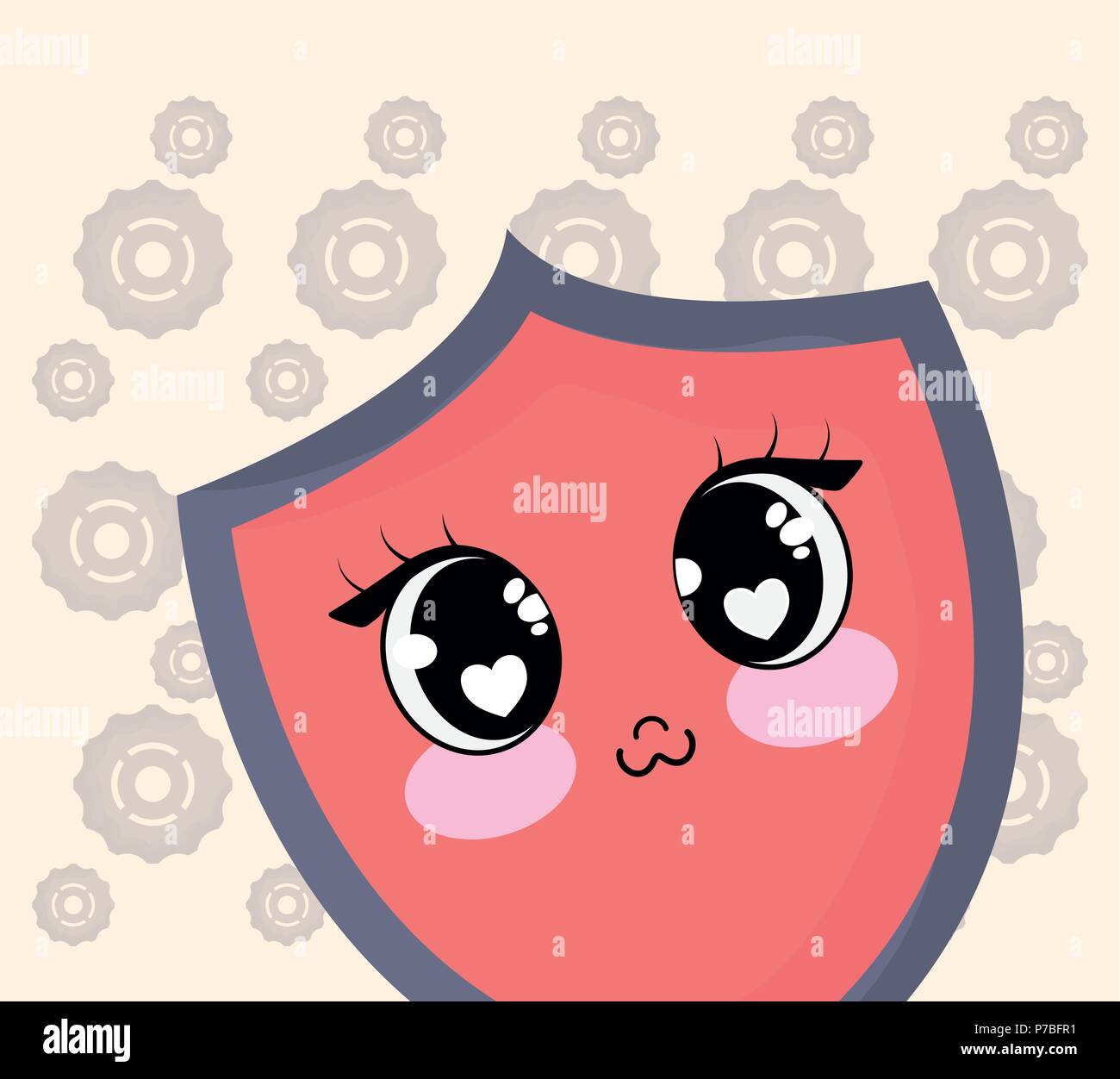 kawaii shield icon over white background, colorful design. vector ...