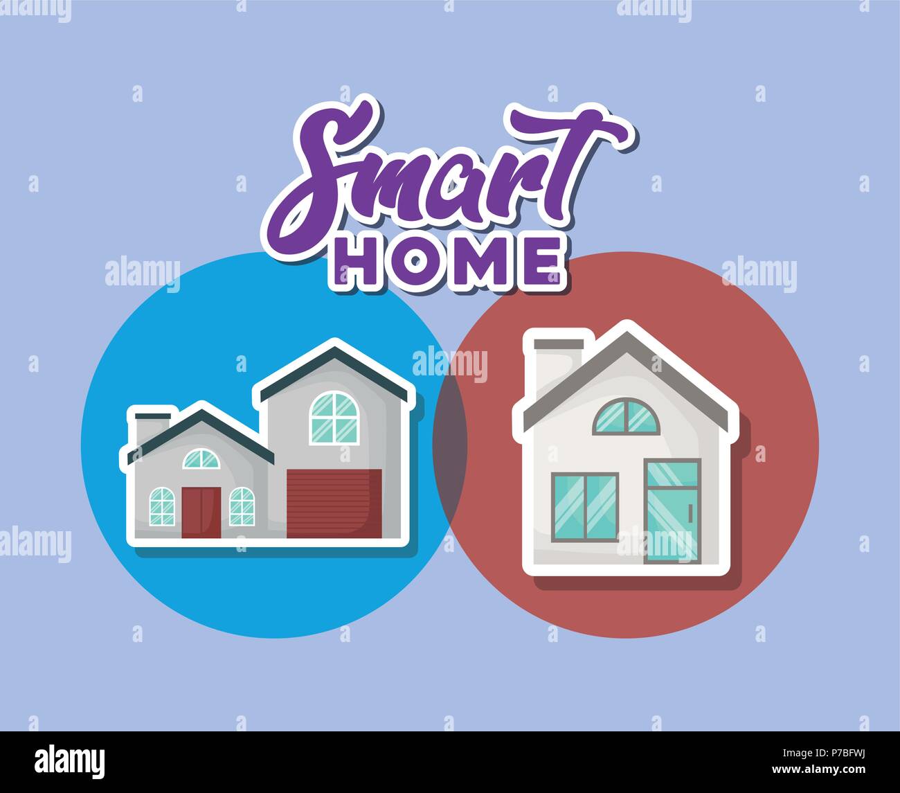 smart home design with modern houses icon over blue background ...