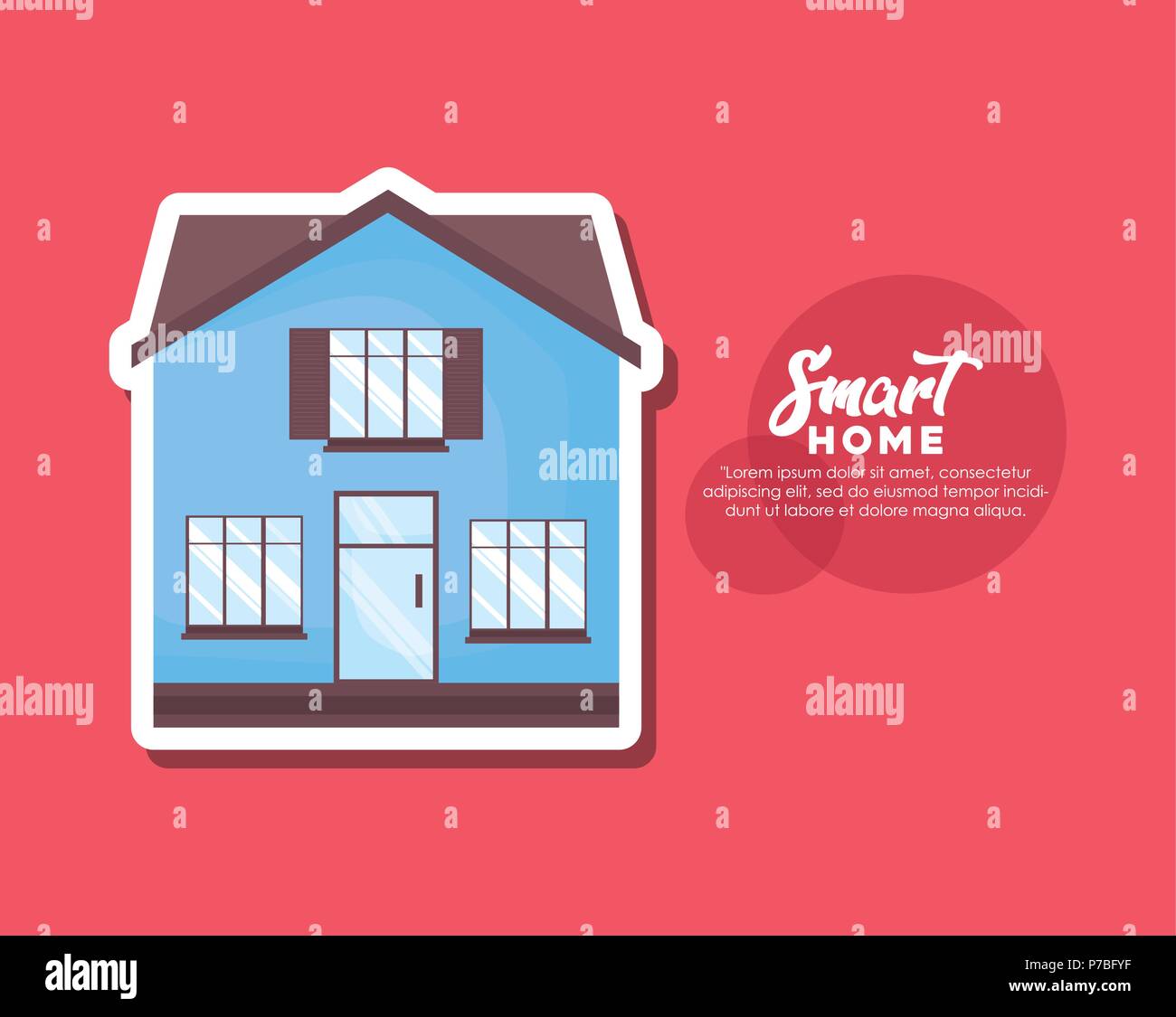 smart home design with house icon over red background, colorful design ...