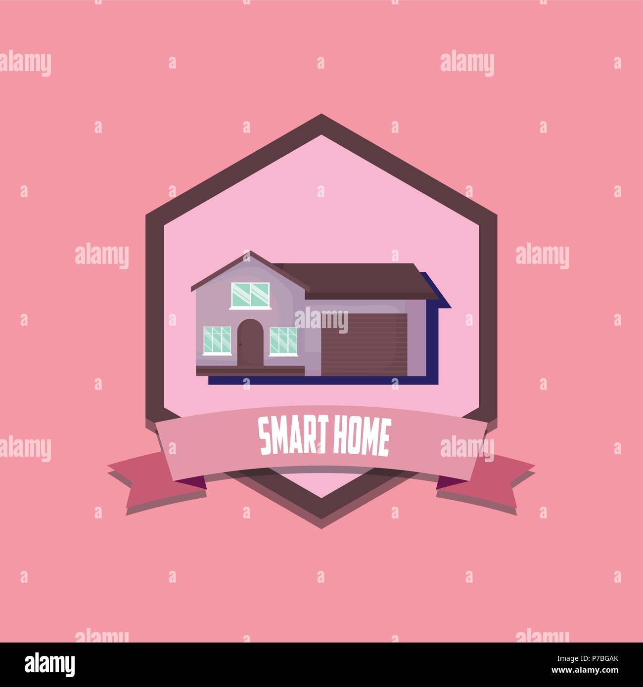 emblem of smart home design with modern house icon over background ...