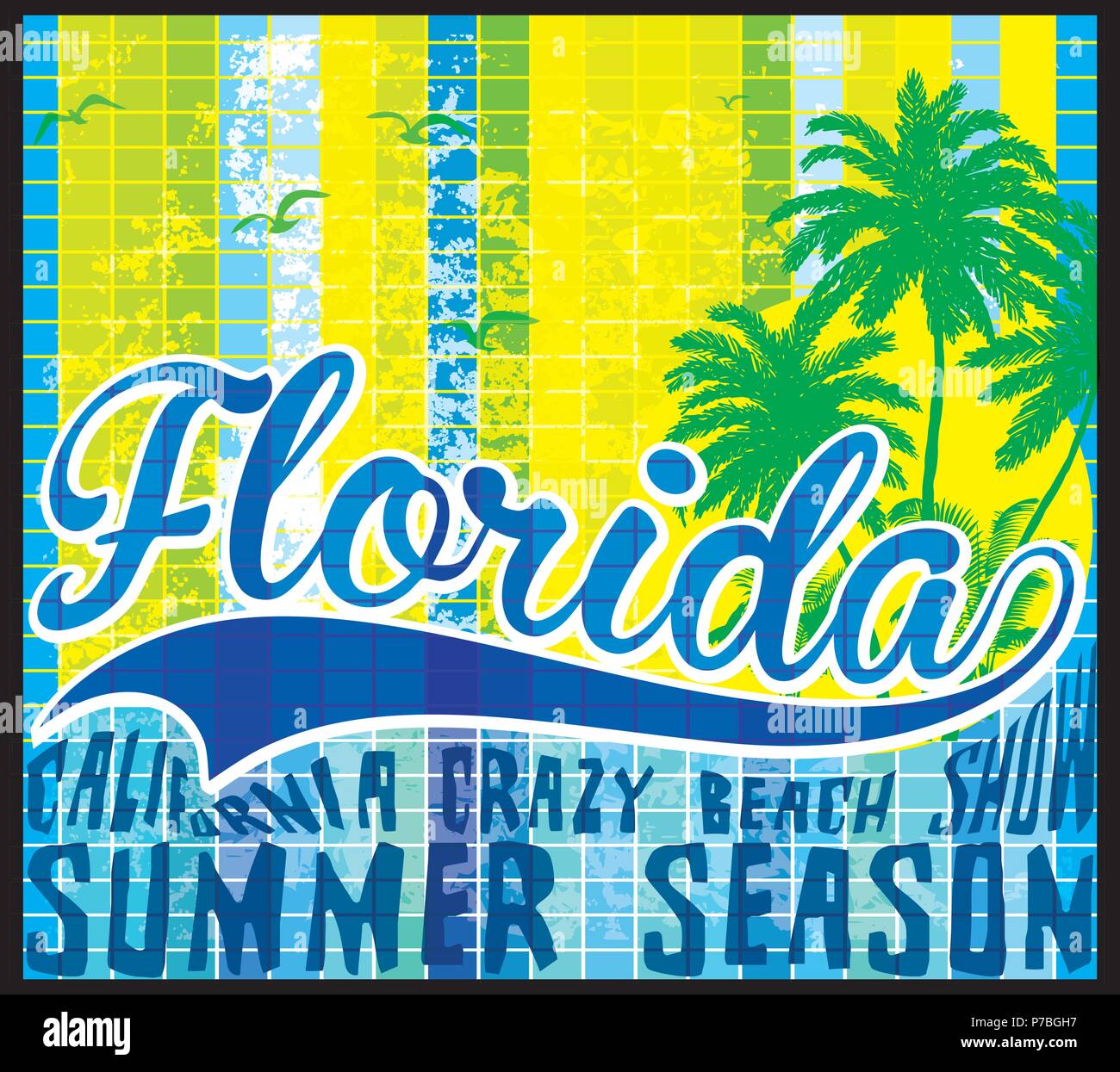 Vector illustration summer theme california california. Vintage design ...