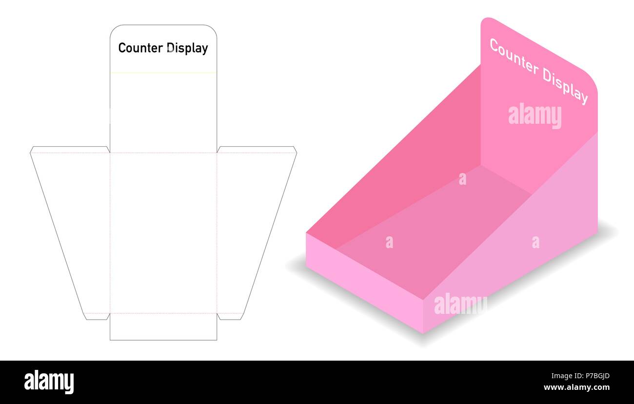 container display 3d mockup with dieline template Stock Vector Image ...