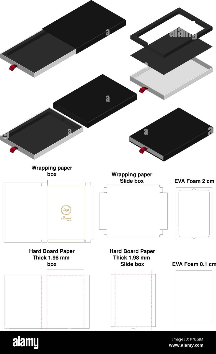 rigid slide sleeve box mockup with dieline Stock Vector Image & Art - Alamy