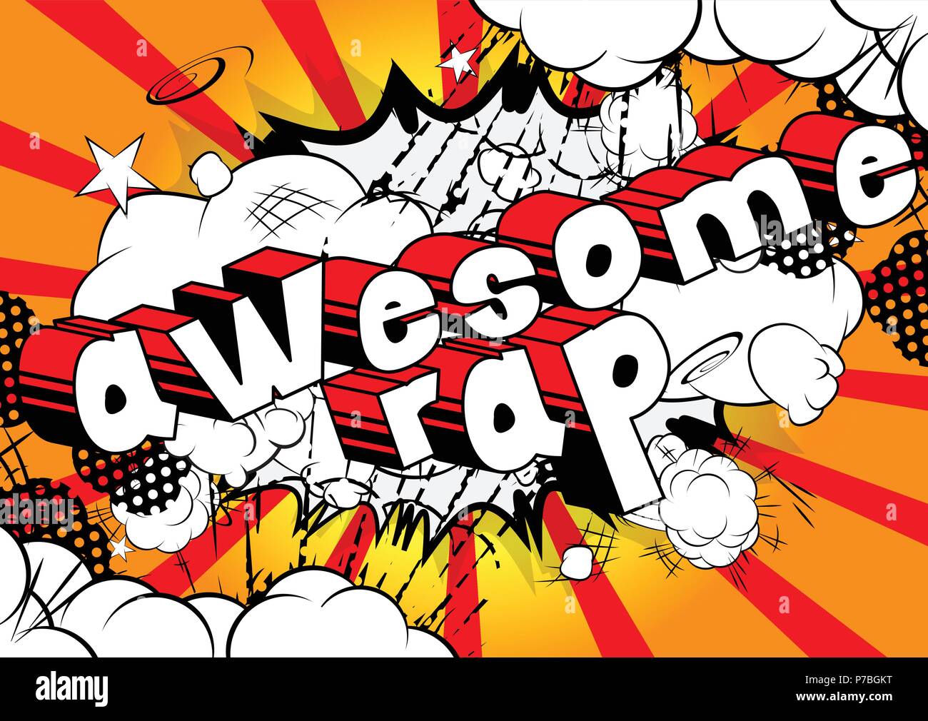 Awesome Rap - Comic book word on abstract background Stock Vector Image ...