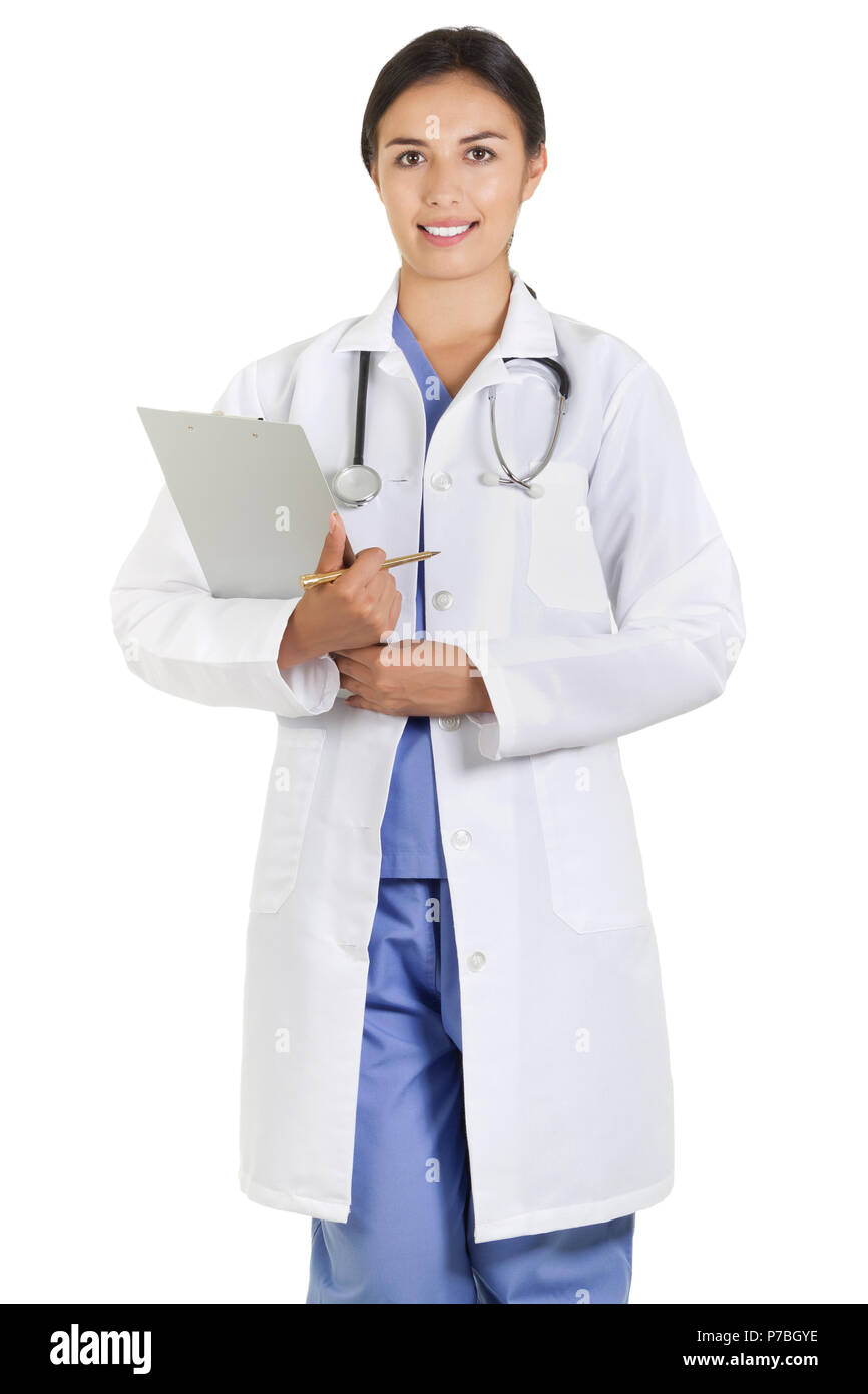 Stock image of female healthcare worker isolated on white background ...