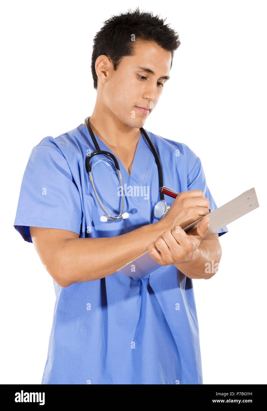 Stock image of male healthcare worker isolated on white background ...