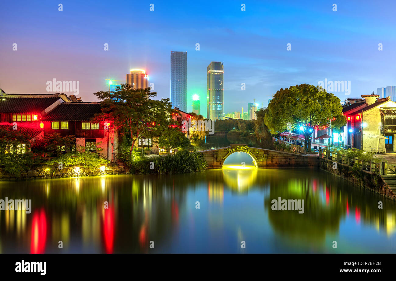 Wuxi night scene, famous water town in China Stock Photo - Alamy