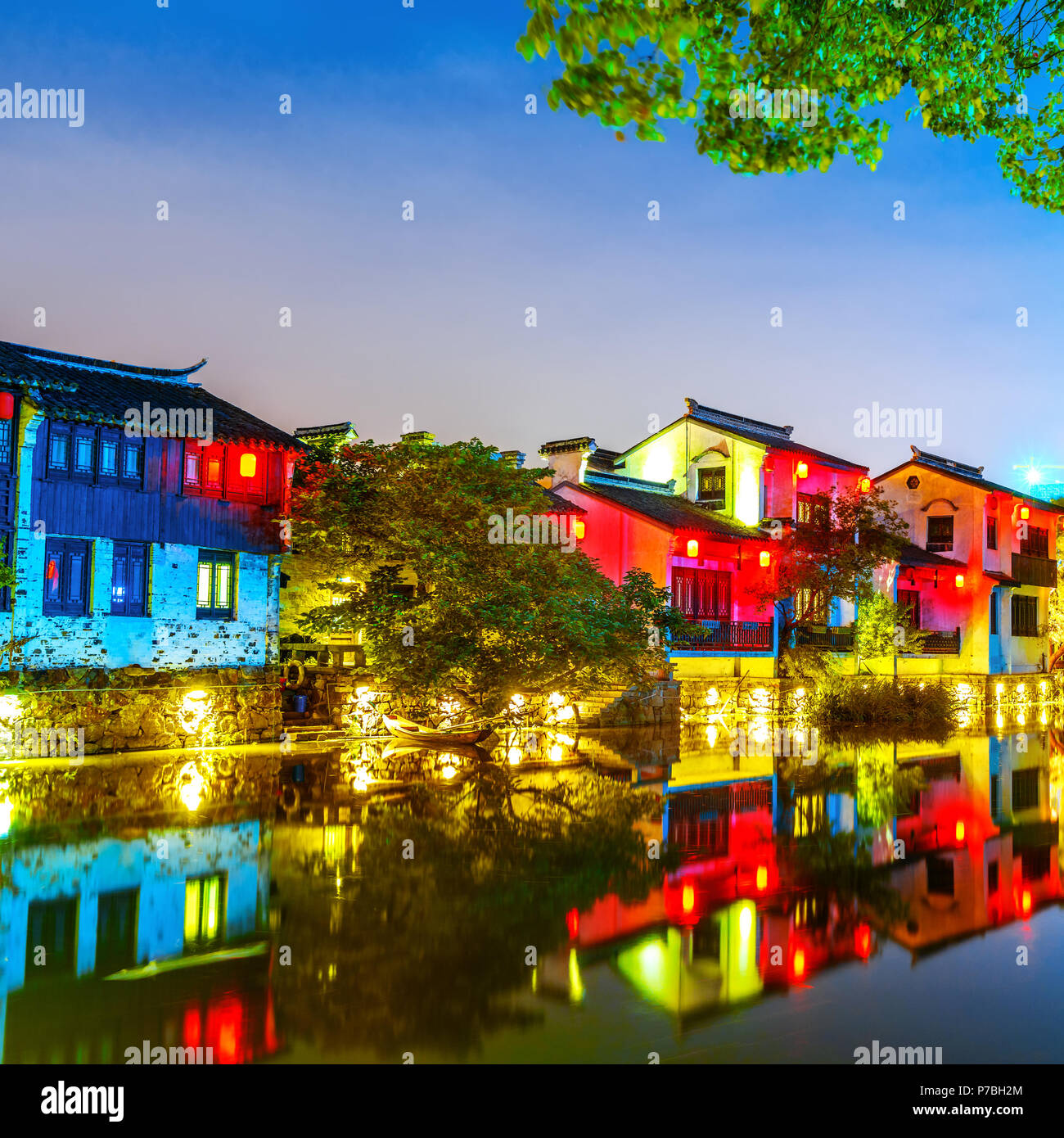 Wuxi night scene, famous water town in China Stock Photo - Alamy