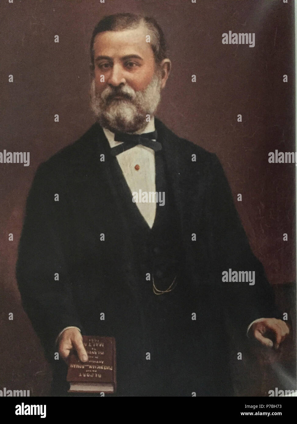 19th century portrait of A.A. Caruana holding his Report on the ...