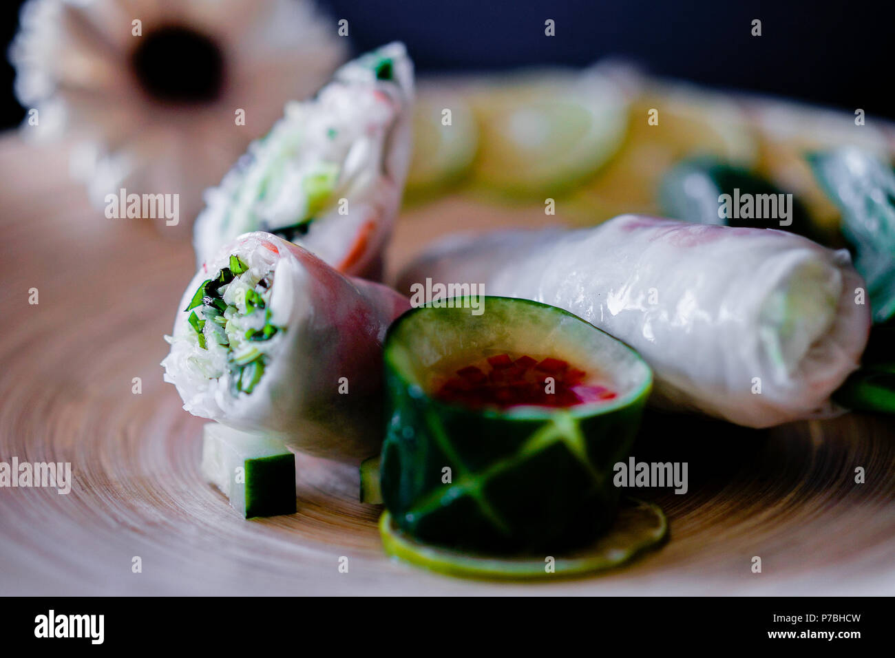 Shrimps wrapped in rice paper is a famous traditional food of Vietnam ...
