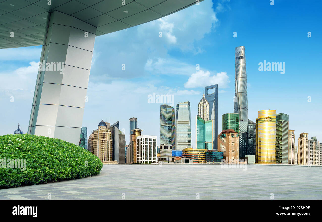 Modern Buildings and Marble Floors in Pudong Financial District ...