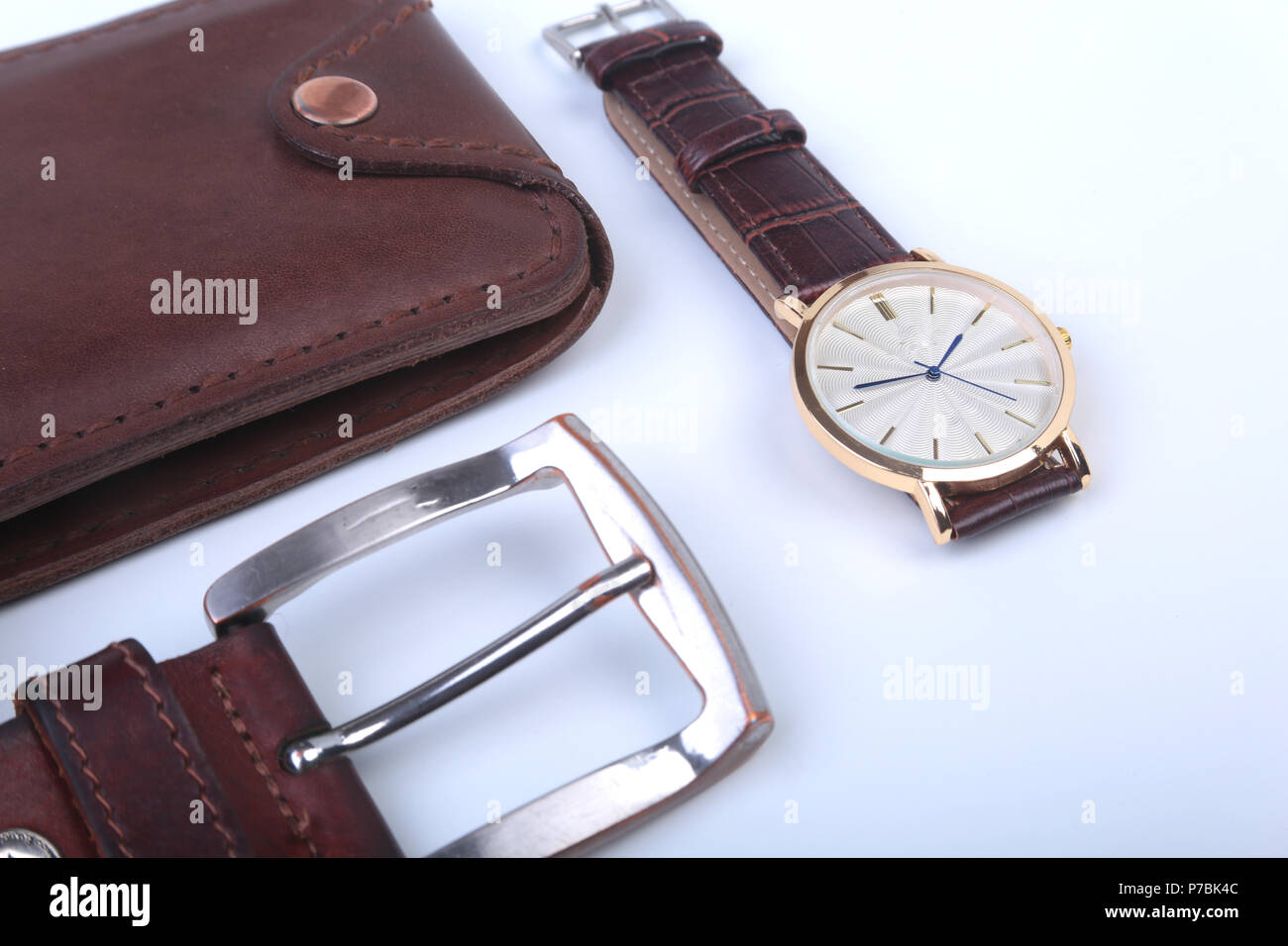 Men's accessories for business and rekreation. Leather belt, wallet ...