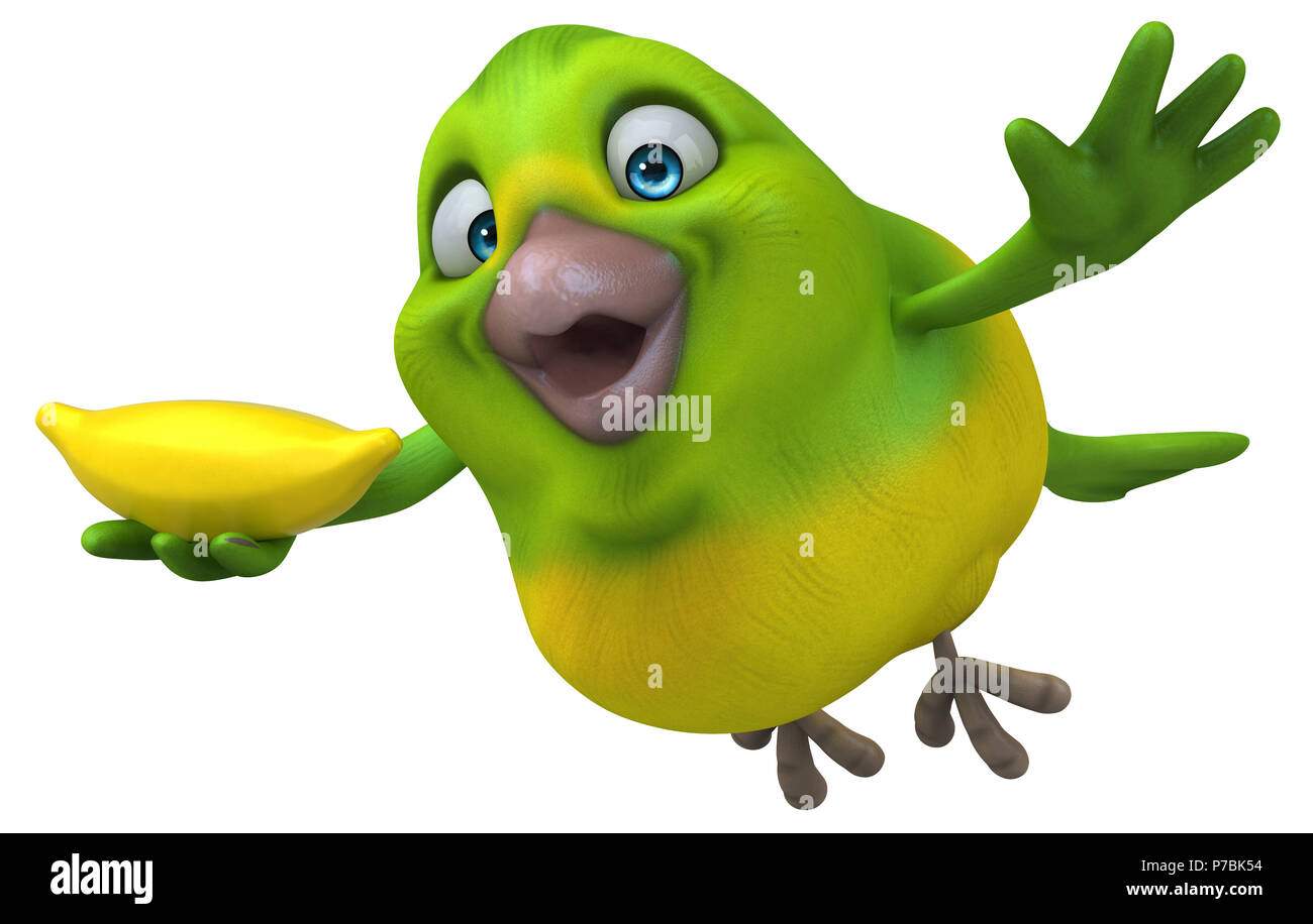 Fun green bird - 3D Illustration Stock Photo - Alamy