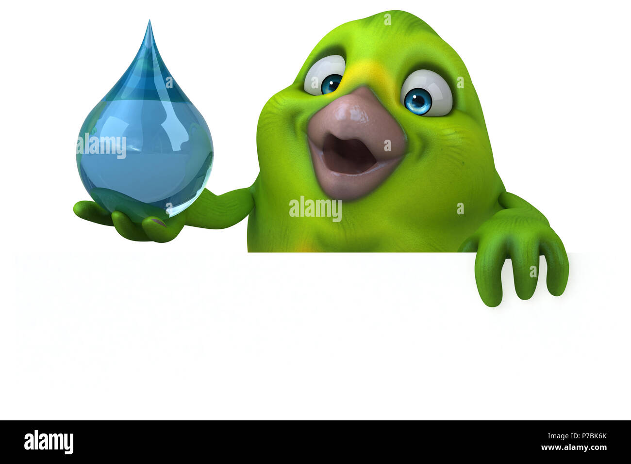 Fun green bird - 3D Illustration Stock Photo - Alamy