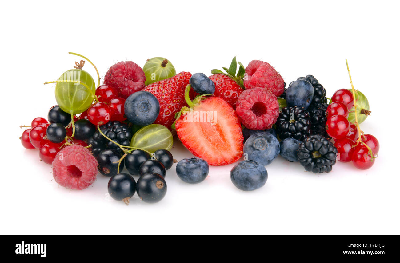 set of berries on a white background Stock Photo - Alamy
