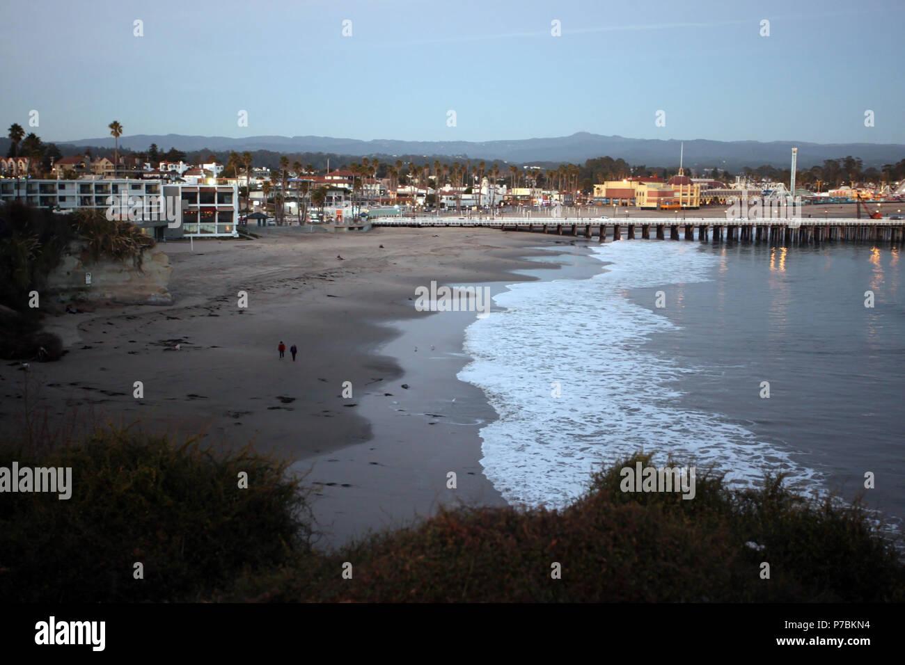 Sunset above the ocean pier in Santa Cruz, California, USA Stock Photo ...