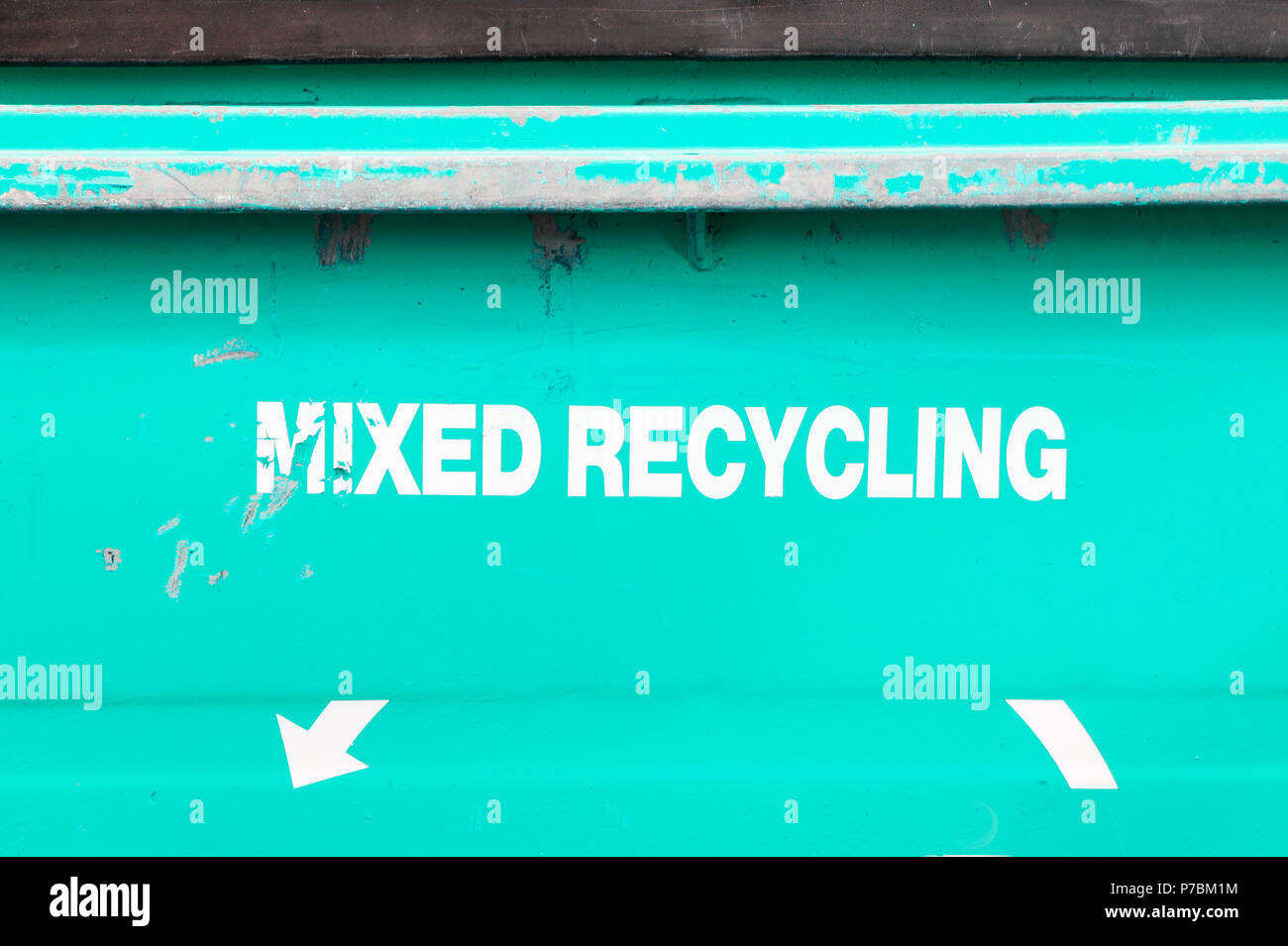 Part of a metal recycling bin Stock Photo - Alamy